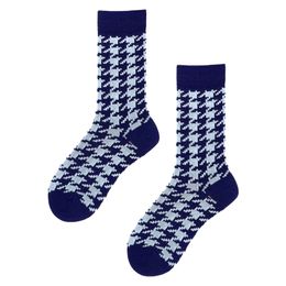 Socken Hudson "Socke Rough Check", Herren, Gr. 43-46, blau (marineblau 0335), Obermaterial: 47% Polyacryl PAN. 44% Wolle WO. 8% Polyamid PA. 1% Elasthan EL., Socken Socken