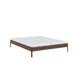 Bettgestell Karup Design "CORE BED Bodenbett, Holzrahmen, Futonbett, Jugendbett, Holzbett", carob braun, terra rot, B:166cm H:34cm L:206cm, Betten, Bettgestell, Massivholzbett mit Lattenrost, Kiefer massiv, Doppelbett ohne Kopfteil