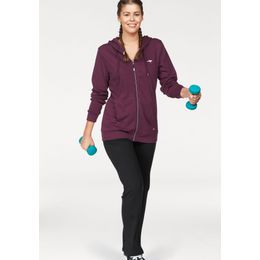 Jogginganzug Kangaroos, Damen, Gr. 48, lila (aubergine, schwarz), Interlock, Obermaterial: 60% Baumwolle, 40% Polyester, figurumspielend, Sportanz&uuml;ge Jogginganzug, Gro&szlig;e Gr&ouml;&szlig;en, Topseller