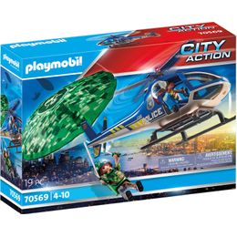 Konstruktions-Spielset Playmobil "Polizei-Hubschrauber: Fallschirm-Verfolgung (70569), My Action Heroes", bunt, Spielbausteine, Kinder, Kunststoff, Konstruktions-Spielset, Made in Germany