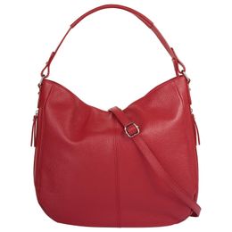 Shopper CLUTY, Damen, Gr. B/H/T: 34cm x 31cm x 9cm onesize, rot, Leder, leicht gl&auml;nzend, unifarben, Taschen Shopper, echt Leder, Made in Italy