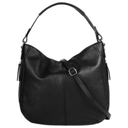 Shopper CLUTY, Damen, Gr. B/H/T: 34cm x 31cm x 9cm onesize, schwarz, Leder, leicht gl&auml;nzend, unifarben, Taschen Shopper, echt Leder, Made in Italy