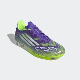 Fu&szlig;ballschuh adidas Performance "F50 LEAGUE FG/MG", Gr. 47, lila (lila rush, cloud wei&szlig;, lucid lemon), Synthetik, Textil, Schuhe Fu&szlig;ballschuh, geeignet f&uuml;r Rasen- und Kunstrasenpl&auml;tze