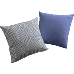 Dekokissen Adam "Easy Diamond", blau (dunkelblau, jacquard, struktur gemustert), B:40cm L:40cm, Baumwolle, Dekokissen_Sitzkissen_Kissenh&uuml;llen, Dekokissen, Rei&szlig;verschluss, gemustert, Wendekissenh&uuml;lle ohne F&uuml;llung, 1 St&uuml;ck