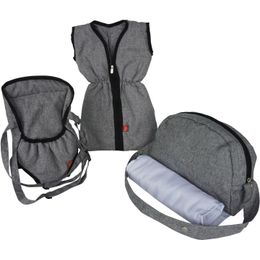 Puppen Schlafsack KNORRTOYS "Puppenzubeh&ouml;rset - Stone", grau (stone), Puppenausstattungen, Kinder, Puppen Schlafsack, mit Puppenbauchtrage und Wickeltasche