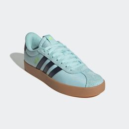 Sneaker adidas Sportswear "VL COURT 3.0", Damen, Gr. 37, semi flash aqua, aurora ink, lucid lemon, Leder, Textil, Schuhe Sneaker, Design auf den Spuren des adidas Samba