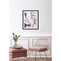 Bild queence "Lary", rosa (farbe rahmen: schwarz, farbe bild(er): rosa), B:50cm H:70cm, Acrylglas, Holz, Papier, Bilder, Bild, HD Premium Poster-Druck inkl. Holzrahmen