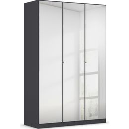 Dreht&uuml;renschrank Rauch "Reflect", grau (graumetallic), B:136cm H:210cm T:54cm, Holzwerkstoff, Schr&auml;nke, Dreht&uuml;renschrank, mit Spiegelfront, inkl. praktischer Inneneinteilung und Stoffboxen-Set