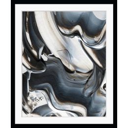 Bild queence "Abstrakte Auqrellfarben", silber (farbe rahmen: schwarz, farbe bild(er): silber, rosa), B:50cm H:70cm, Acrylglas, Holz, Papier, Bilder, Bild, HD Premium Poster-Druck inkl. Holzrahmen