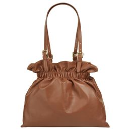 Shopper Samantha Look, Damen, Gr. B/H/T: 25cm x 25cm x 10cm onesize, braun (cognac), Leder, unifarben, Taschen Shopper, echt Leder, Made in Italy