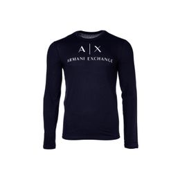 Longsleeve Armani Exchange "Longsleeve 1er Pack", Herren, Gr. S, blau (marine), Obermaterial: 100% Baumwolle CO., Shirts Longsleeve