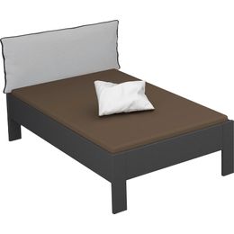 Futonbett Rauch "Aditio", grau (graumetallic), B:126cm H:107cm L:208cm, Betten, Futonbett, Kopfteil Webstoff mit abgesetztem Keder