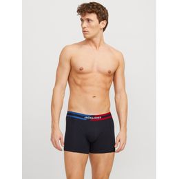 Jack & Jones Trunk JACK & JONES "JACSTEVE SOLID TRUNKS 3 PACK SN", Herren, Gr. S, 3 Stk., blau (oceanview pack:sky captain, castlerock), Jersey, Obermaterial: 95% Baumwolle, 5% Elasthan, unifarben, eng, Unterhosen Trunk, mit Logo Schriftzug