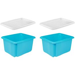 Organizer keeeper "emil", blau, B:34,5cm H:22cm, Polypropylen, Aufbewahrungsboxen, Organizer, Aufbewahrungsbox, 24 L, mit Deckel, hochwertiger Kunststoff