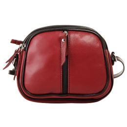 Umh&auml;ngetasche CLUTY, Damen, Gr. B/H/T: 18cm x 16cm x 4cm onesize, rot, Leder, unifarben, Taschen Umh&auml;ngetasche, echt Leder, Made in Italy