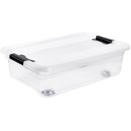 Organizer keeeper "konrad", transparent, B:39,5cm H:18cm T:59,5cm, Kunststoff, Aufbewahrungsboxen, Organizer, Aufbewahrungsbox, 28 L, mit Rollen, Deckel, Schiebeverschluss