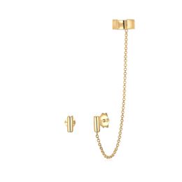 Paar Ohrstecker Elli "Ohrringe Earcuff Klemme Asymmetrisch Minimal Geo 925 Silber" Gr. 8, gold, Ohrringe, Damen, ohne Stein, Silber 925 (Sterlingsilber), Paar Ohrstecker