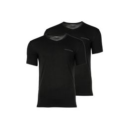 T-Shirt Emporio Armani "T-Shirt CORE LOGOBAND 2er Pack", Herren, Gr. L, schwarz (schwarz2), Obermaterial: 95% Baumwolle CO. 5% Elasthan EL., Shirts T-Shirt