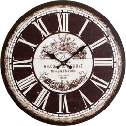 Wanduhr "Welcome", schwarz, B:33,8cm H:4,5cm T:4,5cm, MyFlair M&Ouml;BEL & ACCESSOIRES, Wanduhren, Wanduhr, rund, &Oslash; 33,8 cm, r&ouml;mische Ziffern, dekorativ in K&uuml;che & Wohnzimmer