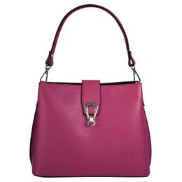 Umh&auml;ngetasche CLUTY, Damen, Gr. B/H/T: 25cm x 21cm x 13cm onesize, pink, Leder, leicht gl&auml;nzend, unifarben, Taschen Umh&auml;ngetasche, echt Leder, Made in Italy