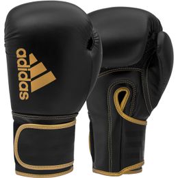 Boxhandschuhe adidas Performance "Hybrid 80" Gr. 16, gold (schwarz, gold), Boxhandschuhe, 16 16, Obermaterial: 100% Kunstleder, Boxhandschuhe