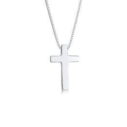 Kette mit Anh&auml;nger Elli Premium "Halskette Kreuz Religion Basic Unisex 925 Silber" Gr. 50, silber, Halsketten, Damen, ohne Stein, Silber 925 (Sterlingsilber), Kette mit Anh&auml;nger
