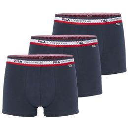 Boxershorts Fila "MAN BOXER SHORTS", Herren, Gr. S, blau (navy), Obermaterial: 95% Baumwolle, 5% Elasthan, unifarben, k&ouml;rpernah, Unterhosen Boxershorts, elastischer Logo-Webbund, ohne Eingriff