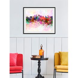 Bild queence "City Color Splash", bunt (farbe rahmen: schwarz, farbe bild(er): bunt), B:50cm H:40cm, Acrylglas, Holz, Papier, Bilder, Bild, HD Premium Poster-Druck inkl. Holzrahmen
