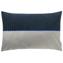 Kissenh&uuml;lle Tom Tailor HOME "Cord", blau (dunkelblau), B:58cm H:0,5cm L:38cm, Baumwolle, Polyester, Kissenbez&uuml;ge, Kissenh&uuml;lle, mit Stickerei