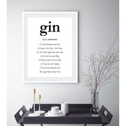 Bild mit Rahmen queence "oder Poster, Gin", schwarz (farbe rahmen: wei&szlig;, farbe bild(er): we&szlig; schwarz), B:50cm H:60cm, Acrylglas, Holz, Papier, Bilder, Bild mit Rahmen