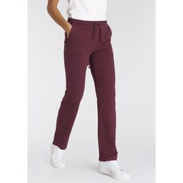 Sweathose Flashlights, Damen, Gr. 32/34, N-Gr, rot (bordeaux), Sweatware, Obermaterial: 95% Baumwolle, 5% Elasthan, unifarben, Basic, l&auml;ssig geschnitten lang, Hosen Sweathose, Mit Geradem Bein