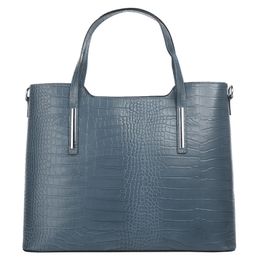 Henkeltasche CLUTY, Damen, Gr. B/H/T: 37cm x 29cm x 16cm onesize, blau, Leder, Reptilienpr&auml;gung, Taschen Henkeltasche, echt Leder, Made in Italy