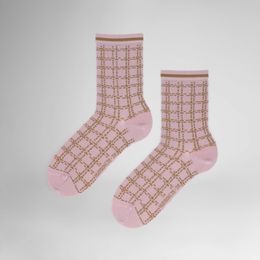 Socken Hudson "Socke Chain", Damen, Gr. 39-42, grau (rose pink 0542), Obermaterial: 82% Baumwolle CO. 15% Polyamid PA. 3% Elasthan EL., Socken Socken