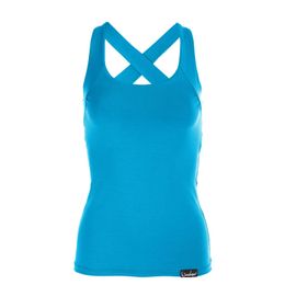 Sporttop WINSHAPE "WVR25", Damen, Gr. M, blau (t&uuml;rkis), 90% Baumwolle, 10% Elasthan, eckiger Ausschnitt, Tops Sporttop, Cross Back Style