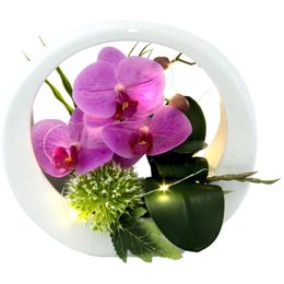 Kunstorchidee I.GE.A. "Orchidee", rosa, B:22cm H:20cm, Kunstpflanzen, Kunstorchidee, im Keramiktopf, mit LED-Beleuchtung