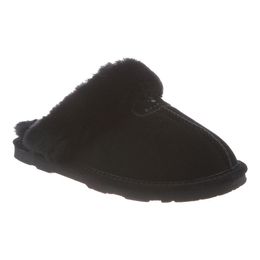 Hausschuh Bearpaw "Loki", Damen, Gr. 39, schwarz, Veloursleder, Fellimitat, Basic, Schuhe Hausschuh, Home Slipper, Pantoffel mit Warmfutter