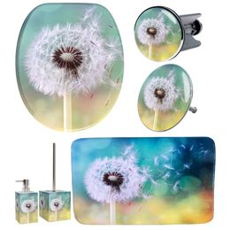 Badaccessoire-Set Sanilo "Pusteblume", blau (t&uuml;rkis), MDF, Badaccessoires-Sets, Badaccessoire-Set