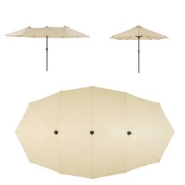 Sonnenschirm Vcm "XXL Doppelsonnenschirm Creme mit Kurbel", beige (creme), Obermaterial: 100% Sonstiges Material (Ananasfaser) AM_PF ., Standschirme, Sonnenschirm