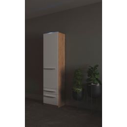 Kleiderschrank Priess "Schrank Garderobe W&auml;scheschrank Barcelona in 5 Breiten", wei&szlig; (eichefarben artisan, wei&szlig;), B:48cm H:193cm T:36cm, Holzwerkstoff, Schr&auml;nke, Kleiderschrank, viel Stauraum, ger&auml;umige Schubk&auml;sten, mit Spiegel, MADE IN GERMANY