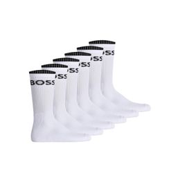 Kurzsocken BOSS "Socken 6P QS Stripe CC 6er Pack", Herren, Gr. 39-42, wei&szlig;, Obermaterial: 72% Baumwolle CO. 25% Polyester PES. 2% Elasthan EL. 1% Polyamid PA., Socken Kurzsocken