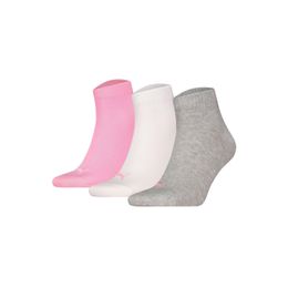 Kurzsocken Puma "Socken Quarter Plain 3P 3er Pack", Damen, Gr. 35-38, bunt (grau, wei&szlig;, rosa), Obermaterial: 68% Baumwolle CO. 18% Polyamid PA. 12% Polyester PES. 2% Elasthan EL., Socken Kurzsocken