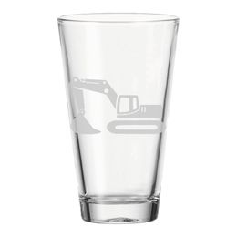Kinderbecher LUXENTU "Kinderbecher Bagger 300 ml transparent", bunt (transparent), Glas, Trinkgef&auml;&szlig;e, Kinderbecher