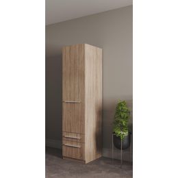 Kleiderschrank Priess "Schrank Garderobe W&auml;scheschrank Barcelona in 5 Breiten", braun (struktureichefarben hell), B:48cm H:193cm T:54cm, Holzwerkstoff, Schr&auml;nke, Kleiderschrank, viel Stauraum, ger&auml;umige Schubk&auml;sten, mit Spiegel, MADE IN GERMANY