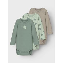 Schlafoverall name it "NBMBODY 3P LS SEA FOAM ELEPHANT NOOS", Jungen, Gr. 62, N-Gr, blau (sea foam), Jersey, Obermaterial: 100% Baumwolle, regular fit, Rundhals, Overalls Schlafoverall