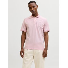 Jack & Jones Poloshirt JACK & JONES "JPRBLUALVES SS POLO SN", Herren, Gr. XL, pink nectar detail:melange, Jersey, Obermaterial: 50% Baumwolle, 50% Polyester, meliert, regular fit normal, ohne Ausschnitt, angesetztes B&uuml;ndchen kontrastfarben, Shirts Poloshirt, mit Logo Stickerei