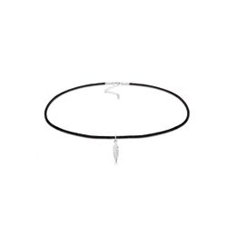 Choker Elli "Halskette Halskette Choker Feder Anh&auml;nger 925 Sterling Silber" Gr. 36, silber, Halsketten, Damen, ohne Stein, Silber 925 (Sterlingsilber), Choker