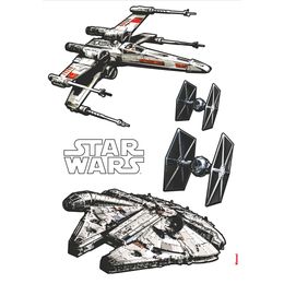Wandtattoo Komar "Star Wars Spaceships - Gr&ouml;&szlig;e 100 x 70 cm", schwarz-wei&szlig; (wei&szlig;, schwarz), B:100cm H:70cm, Folie, Wandtattoos, Wandtattoo, selbstklebend, Wandsticker, Kinderzimmer