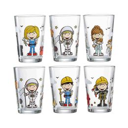 Ritzenhoff & Breker Kinderbecher RITZENHOFF & BREKER "Kindergl&auml;ser Berufe Jungs & M&auml;dchen 205 ml 6er Set bunt", bunt, Glas, Trinkgef&auml;&szlig;e, Kinderbecher