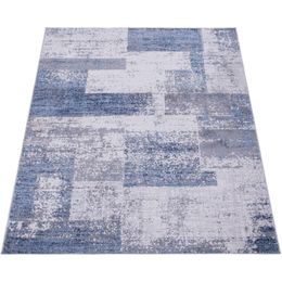 Teppich Paco Home "Bari 873", blau, B:120cm H:13mm L:160cm, Polypropylen, Teppiche, Teppich, Kurzflor, Patchwork Design, Used-Look