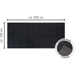 Fu&szlig;matte ANDIAMO "Easy, Made in Netherlands", grau (anthrazit), B:120cm H:5mm L:200cm, Kunstfaser, Teppiche, Fu&szlig;matte, Schmutzfangmatte, rutschhemmend, Innen- und &uuml;berdachten Au&szlig;enbereich